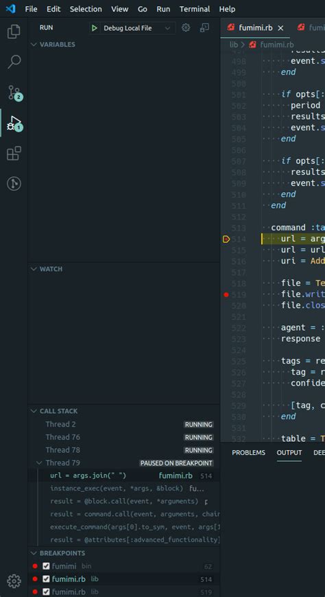 can t see variables only the callstack · issue 617 · rubyide vscode