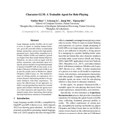 Character Llm A Trainable Agent For Role Playing Acl Anthology