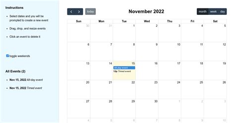 FullCalendar React Example Project Codesandbox