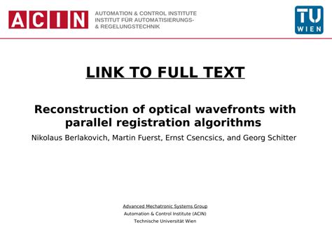 Pdf Reconstruction Of Optical Wavefronts With Parallel Registration Algorithms