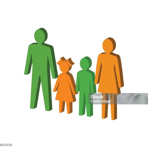 부모와 어린이 가족 상징입니다 평면 아이소메트릭 아이콘입니다 웹 디자인 Ui 모바일 애플 리 케이 션 Infographic 위한 3d 스타일 그림 3차원 형태에 대한 스톡