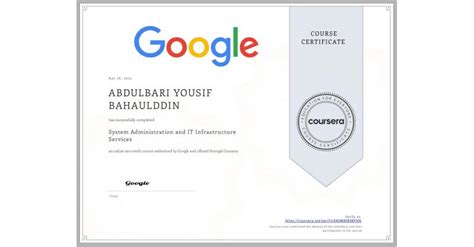 Abdulbari Yousif On Linkedin Completion Certificate For System Administration And It