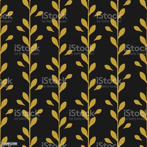 블랙 백에 골드 수직 단면 분기벡터 원활한 추상 패턴 직물 벽지 직물 웹 디자인에 대한 꽃 추상 적 디자인 0명에 대한 스톡