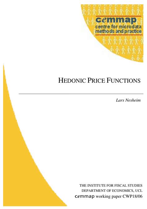 Pdf Hedonic Price Functions