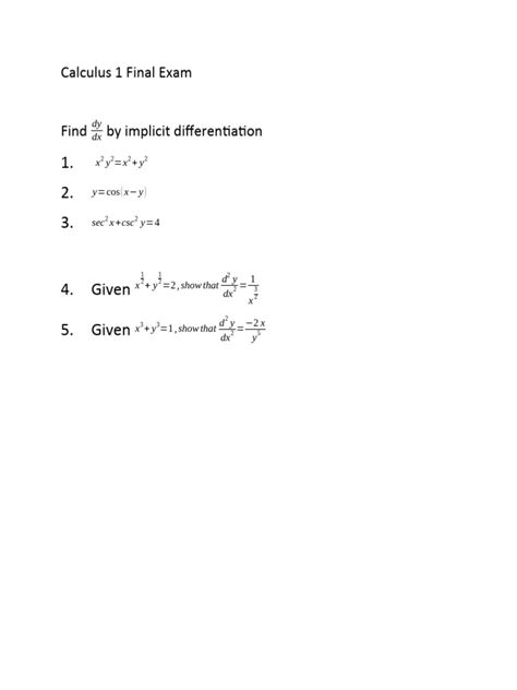 Calculus 1 Final Exam Pdf