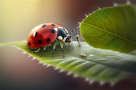 Ladybug Insect Closeup Macro Generative Ai Stock Illustration Illustration Of Meadow Water
