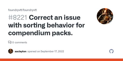Correct An Issue With Sorting Behavior For Compendium Packs · Issue