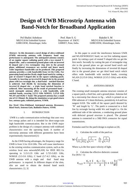 Pdf Design Of Uwb Microstrip Antenna With Band Notch · Design Of Uwb Microstrip Antenna With