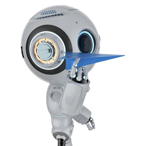 premium photo 3d rendering mini robot with blue paper plane