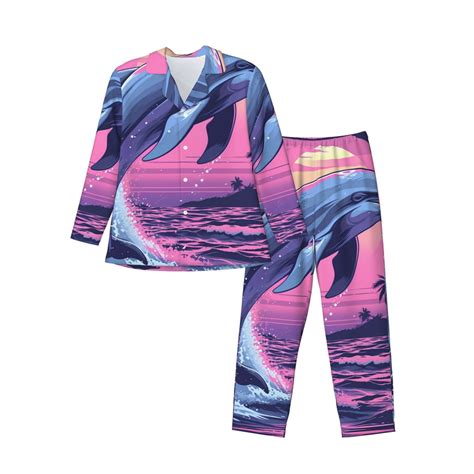 Gaeub Hawaiian Beach Dolphin Mens Pajamas Set Mens Sleepwear With Long