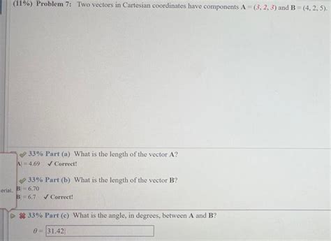 solved 11 problem 7 two vectors in cartesian coordinates