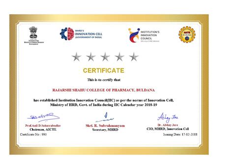 Iic Registrations Rajarshi Shahu College Of Pharmacy Buldana