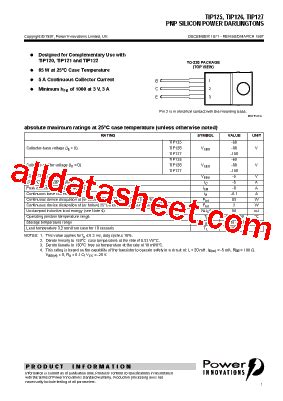 TIP Datasheet PDF Power Innovations Ltd