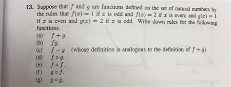 solved suppose that f and g are functions defined on the set
