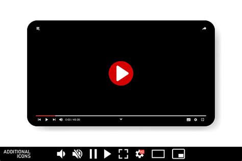 흰색 배경에서 격리된 비디오 플레이어 인터페이스입니다 웹 사이트 및 모바일 앱용 비디오 스트리밍 템플릿 디자인입니다 벡터 일러스트레이션 좋아요 단추에 대한 스톡 벡터 아트