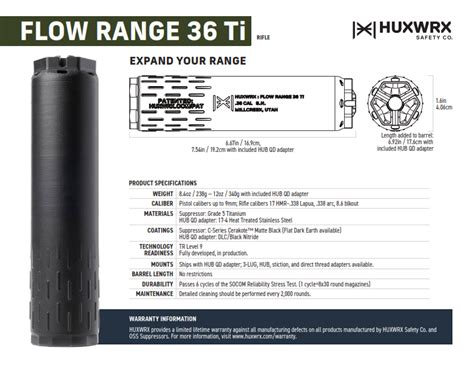 Huxwrx Flow Range 36 Ti Suppressor Multi Caliber Black Or Fde