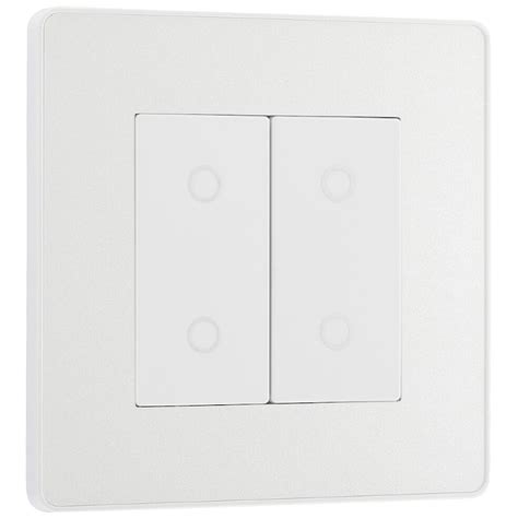 Bg Evolve Pearl White 200w Double Touch Dimmer Switch 2 Way Master P