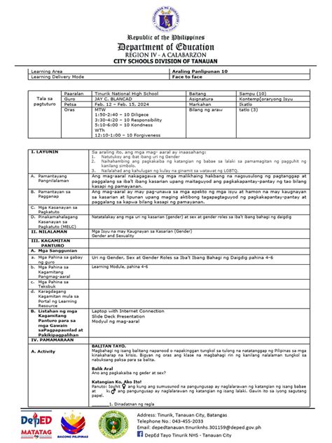 Natatalakay Ang Mga Uri Ng Kasarian Gender At Sex At Gender Roles Sa