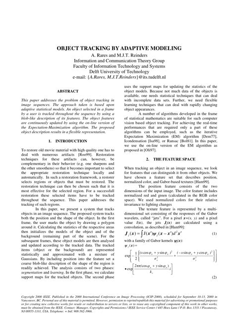 pdf object tracking by adaptive modeling