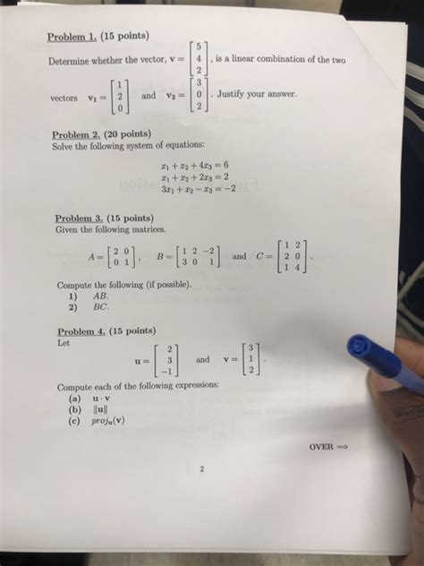 Solved Problem Points Determine Whether The Vector Chegg