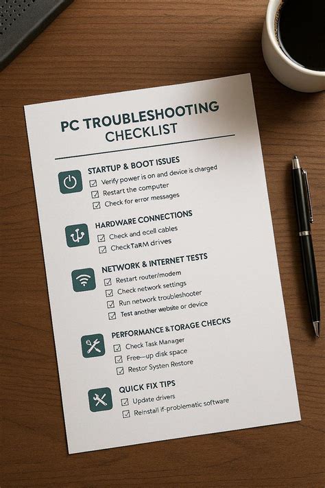 Pc Troubleshooting Checklist Printable Only Computer Repair Log Simple Tech Support Sheet