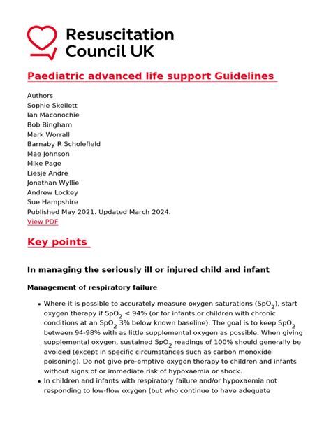 Paediatric Advanced Life Support Guidelines 1 Pdf Cardiopulmonary Resuscitation Cardiac