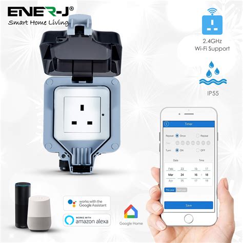 Ener J Smart Wifi Weatherproof Outdoor Socket Ip55 Waterproof 13a