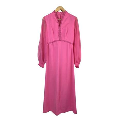 Unbranded Dresses Vtg Gown Prom Dress Pink Carrie Beaded 97s Carol