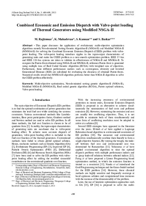 Pdf Combined Economic And Emission Dispatch With Valve Point Loading