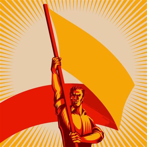 Premium Vector Man Holding Blank Flag Vector Illustration