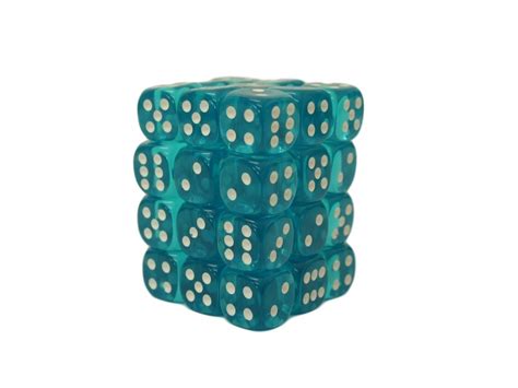 Chessex Translucent Teal White 12mm D6 Block Uk