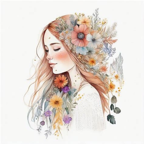 Premium Photo Girl Clipart Watercolor Illustration Isolated On White