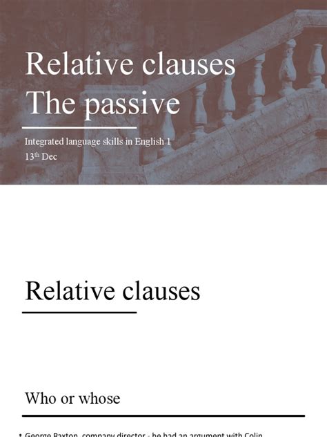 Relative Clauses Pt 2 And The Passive Pdf Perfect Grammar