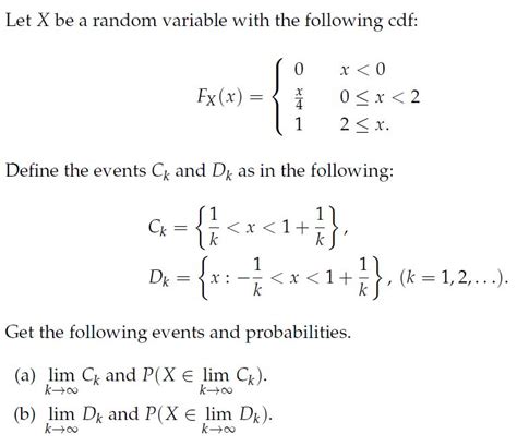 Solved Let X Be A Random Variable With The Following Cdf 0