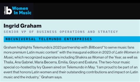 Bbwomeninmusic Bbmujereslatinas Telemundo Womenleaders Ingrid