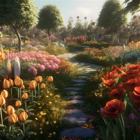 Premium Ai Image 3d Render Of Garden