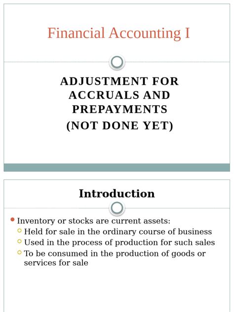 Notes Adjustment For Accruals And Prepayments Pdf