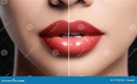 Comparison Of Female Lips Before And After Augmentation Ai Generative