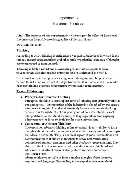 Functional Fixedness Pdf Thought Abstraction