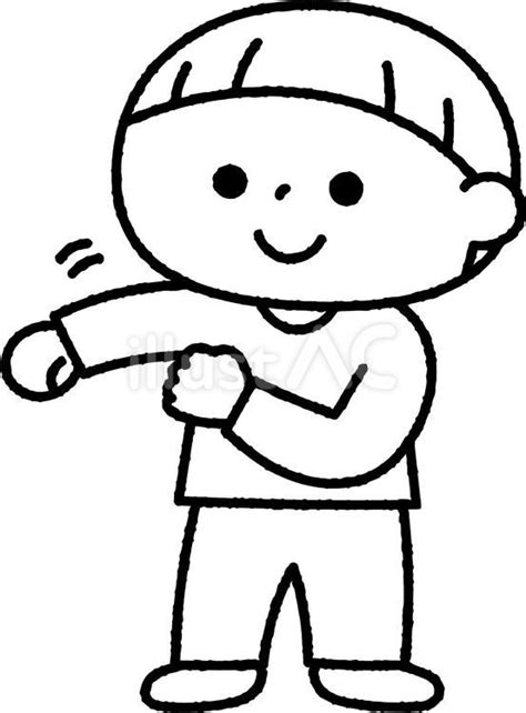 着替えをする男の子モノクロイラスト No 26369732｜無料イラスト・フリー素材なら「イラストac」