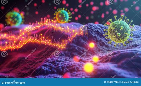 Viruses Invade Cells Showcasing Interaction Between Pathogens And Host