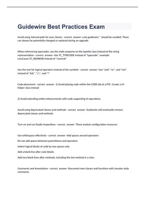 Guidewire Best Practices Exam 2023 With 100 Correct Answers Wire Stuvia Us