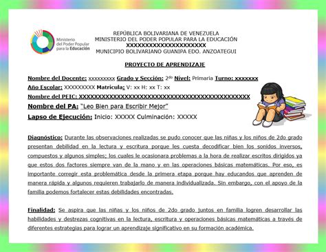 Proyecto De Aprendizaje Para 2do Grado Leo Bien Para Escribir Mejor