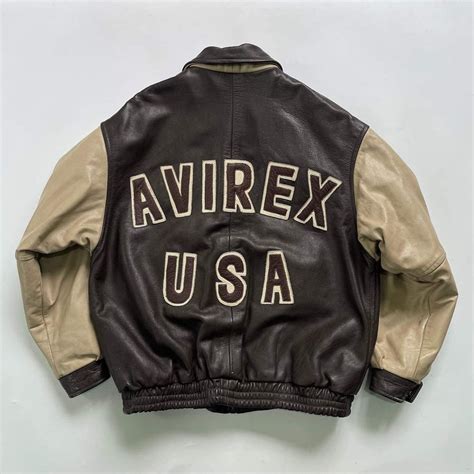 Vintage Avirex Usa Genuine Leather 90s Style Hiphop Varsity Jacket Men