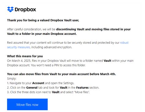 dropbox vault will be discontinued the dropbox community