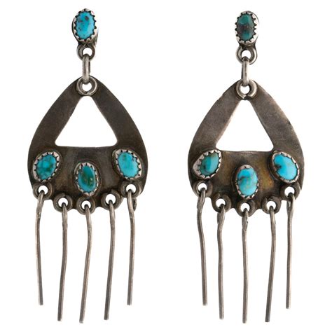 Vibrant Mexican Colonial Design Turquoise Earrings At 1stdibs