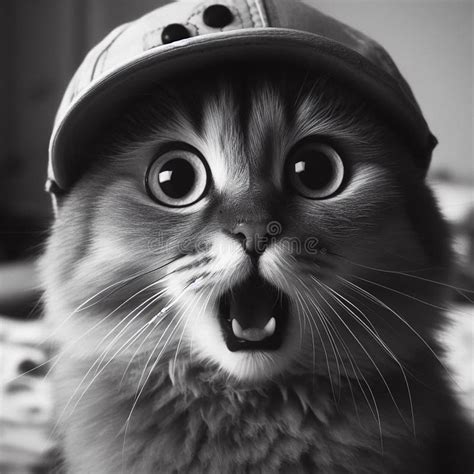 The Cat With His Mouth Open Is Very Surprised Generative Ai Stock
