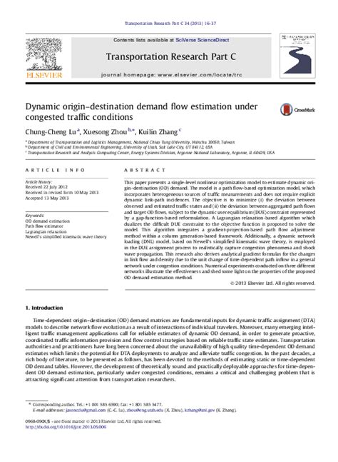 Pdf Dynamic Origindestination Demand Flow Estimation Under Congested