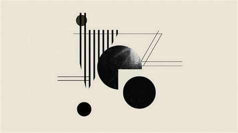 Premium Photo Abstract Geometric Composition With Basic Shapes Black Circles And Lines On A