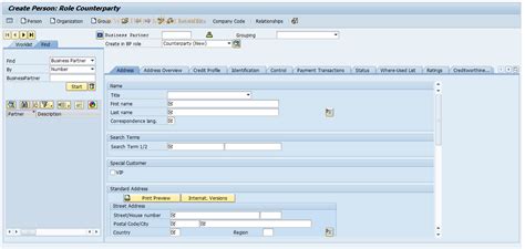 FTB SAP Tcode Create Counterparty